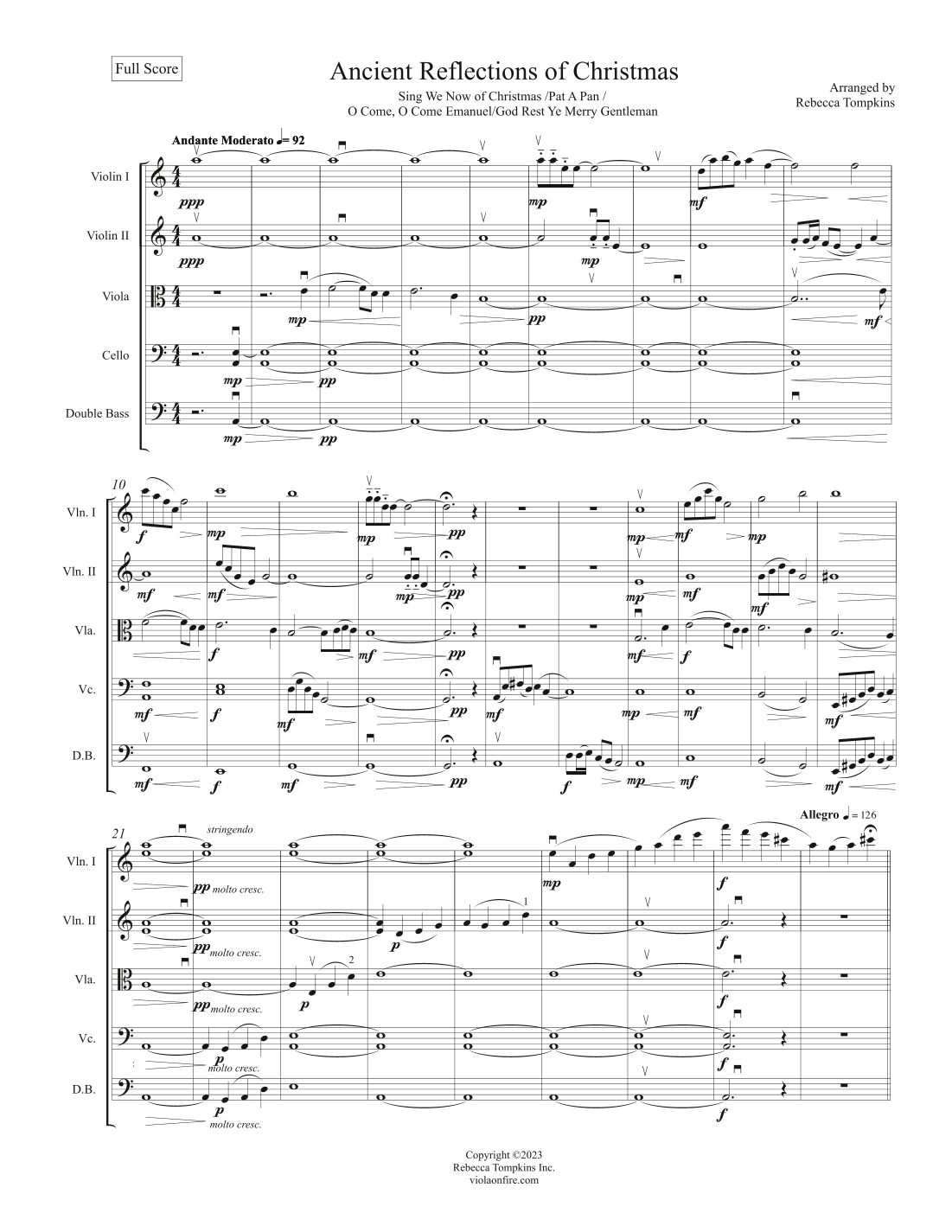 Ancient Reflections of Christmas (arr. Rebecca Tompkins) Sheet Music ...