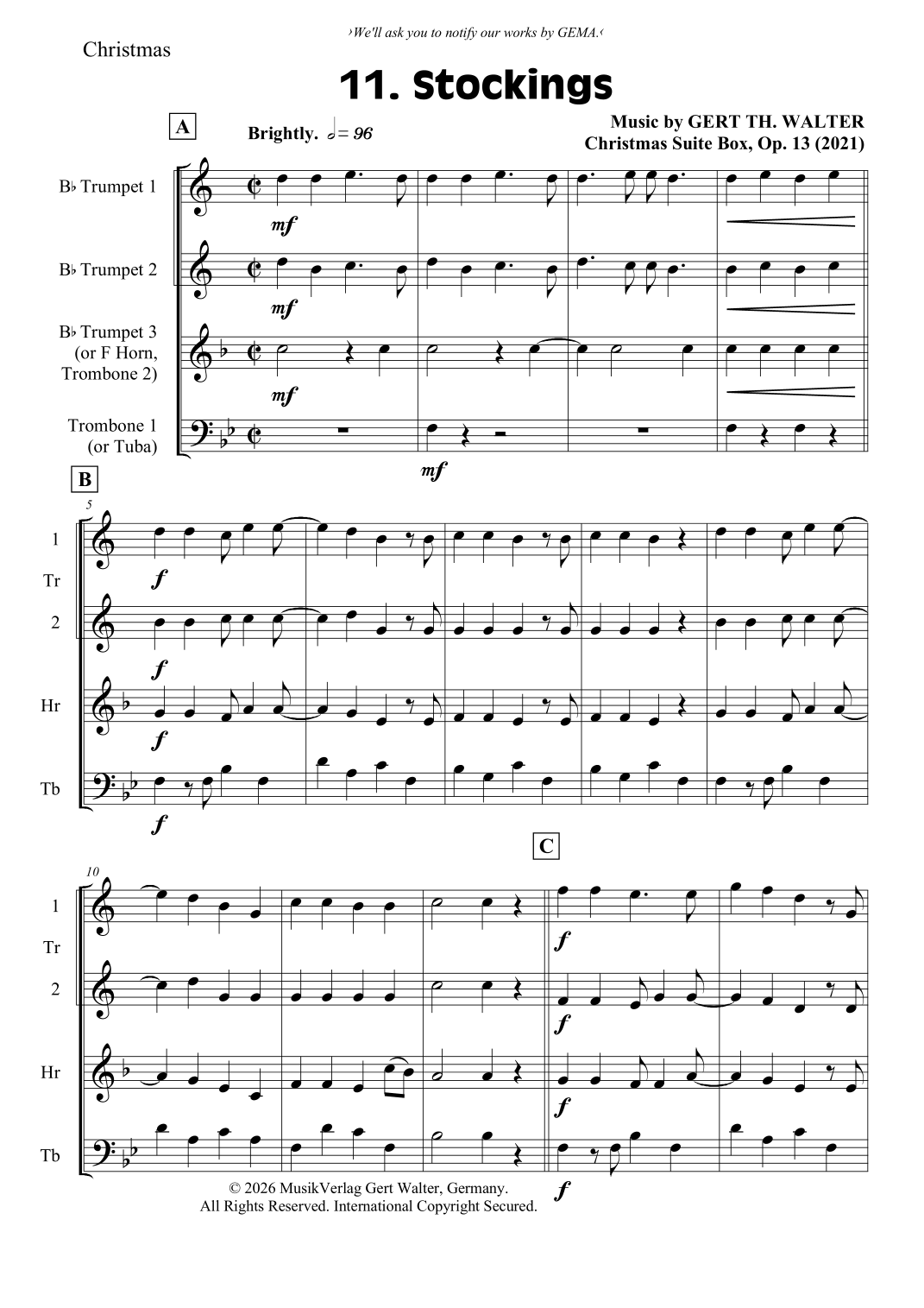 Christmas Stocking por Gert Th. Walter Partituras para Conjunto Viento ...