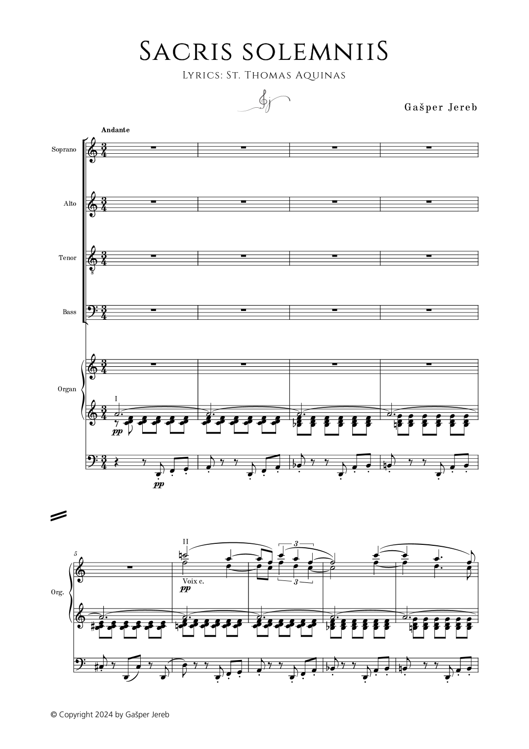 Sacris Solemniis by Gašper Jereb Sheet Music for Performance Ensemble ...