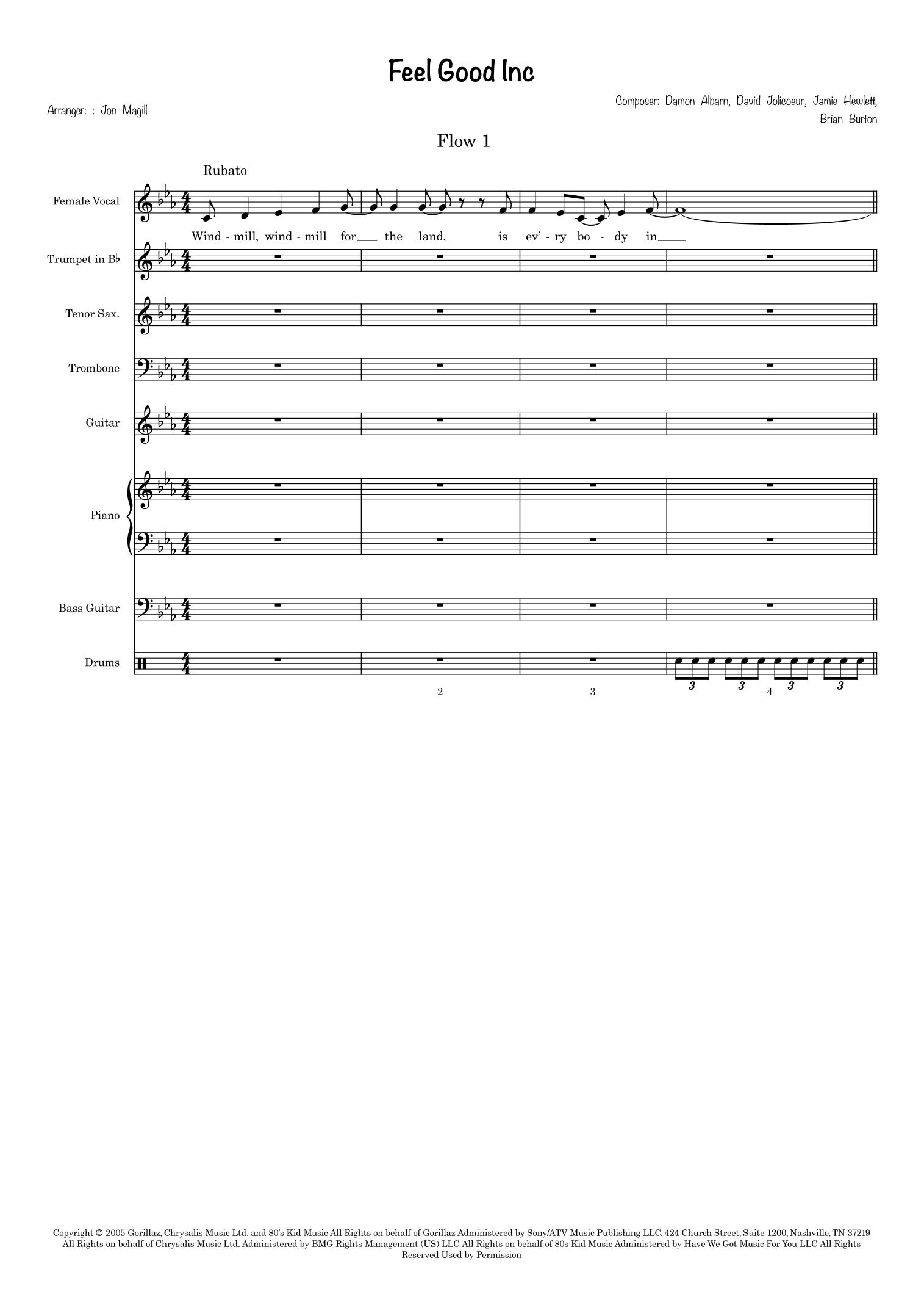 Feel Good Inc (arr. Jon Magill) by Gorillaz/De La Soul Sheet Music for ...