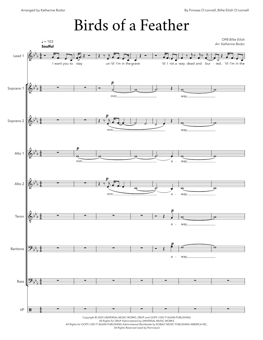 Birds Of A Feather (arr. Katherine Bodor) by Billie Eilish Sheet Music ...