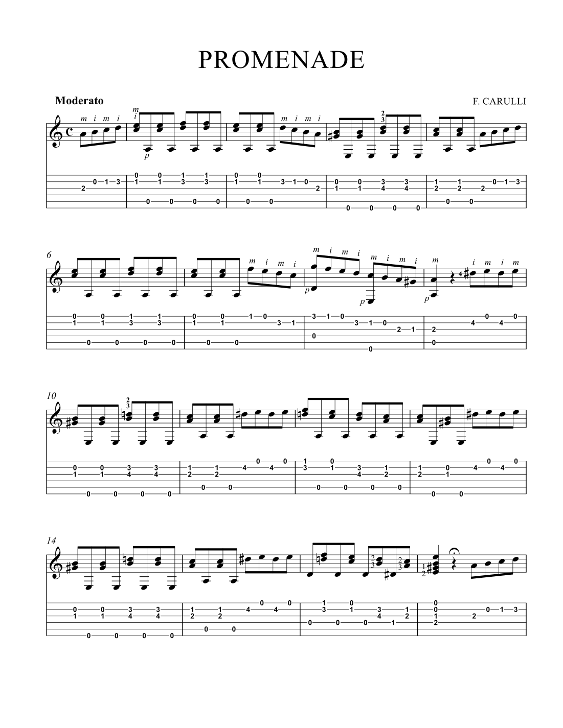 Promenade (arr. Maintab Guitar) by F. Carulli Sheet Music for Guitar ...