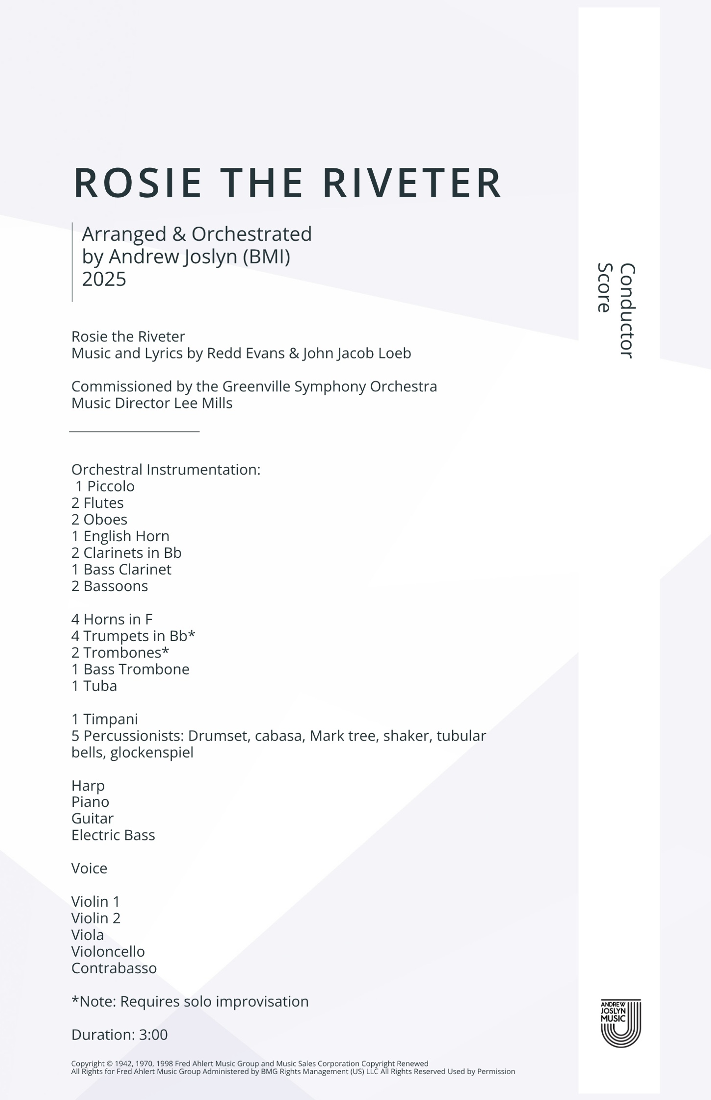 Rosie The Riveter (arr. Andrew Joslyn) by Various Artists Sheet Music ...