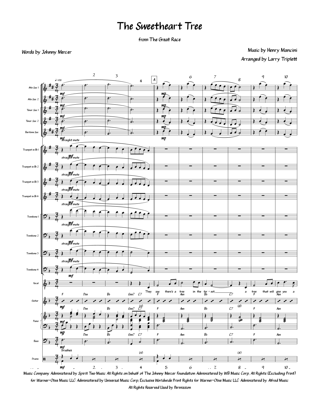 The Sweetheart Tree (arr. Larry Triplett) by Henry Mancini Sheet Music ...