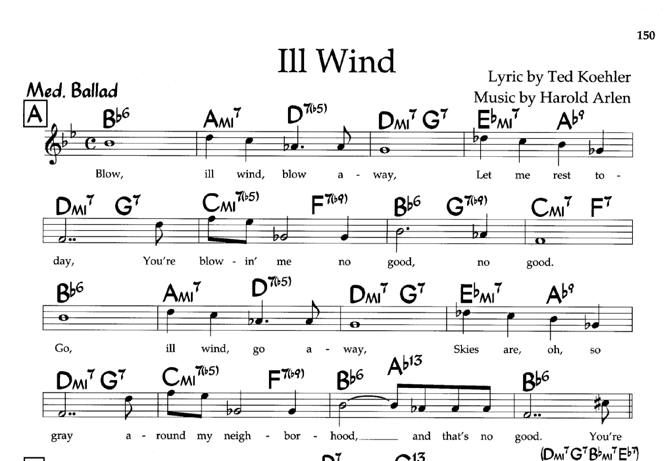 ILL WIND - LEAD SHEET (ARR. HAROLD ARLEN) POR HAROLD ARLEN PARTITURAS ...