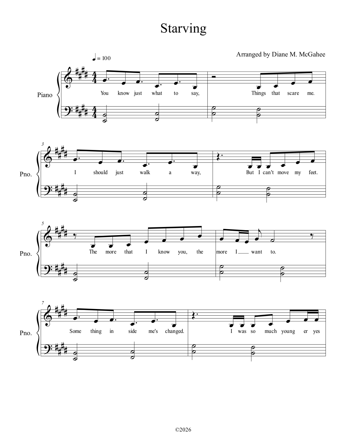 Starving (Until I Tasted You) (arr. Arranged by Diane M. McGahee) par ...