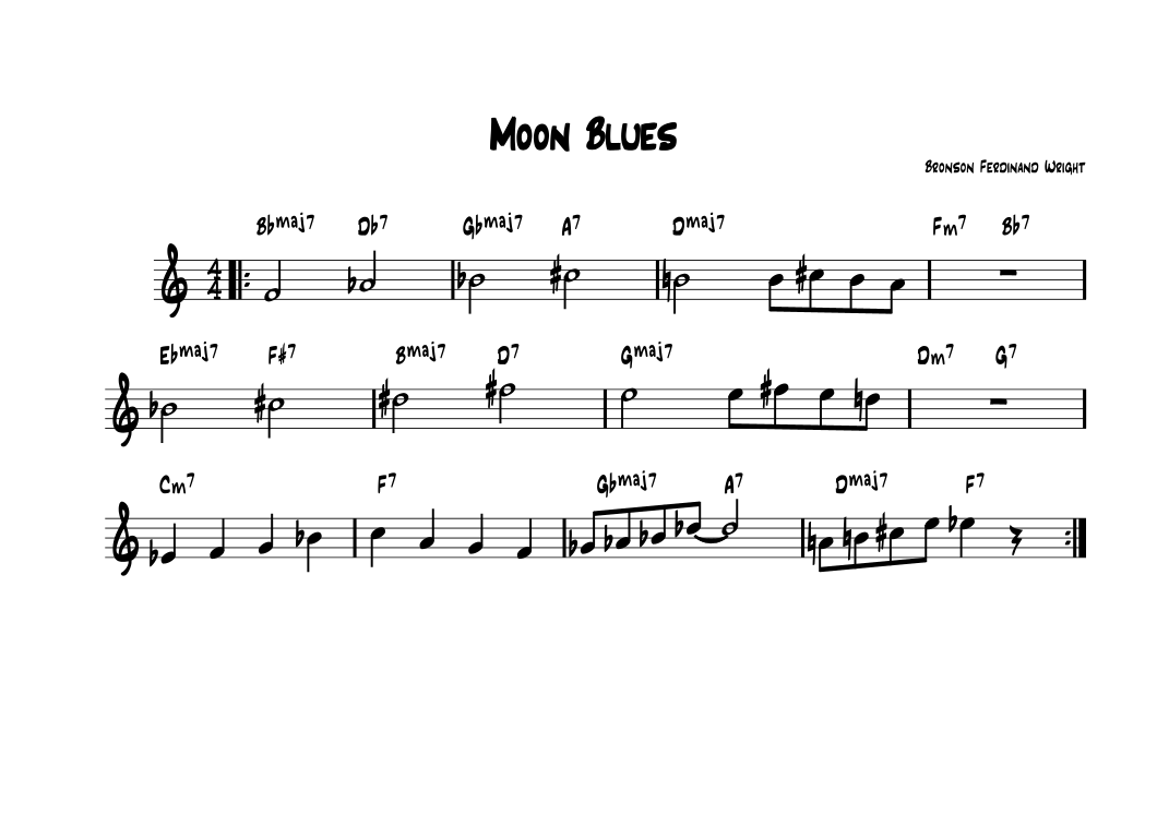 Moon Blues by Bronson Ferdinand Wright Sheet Music for Lead Sheet ...