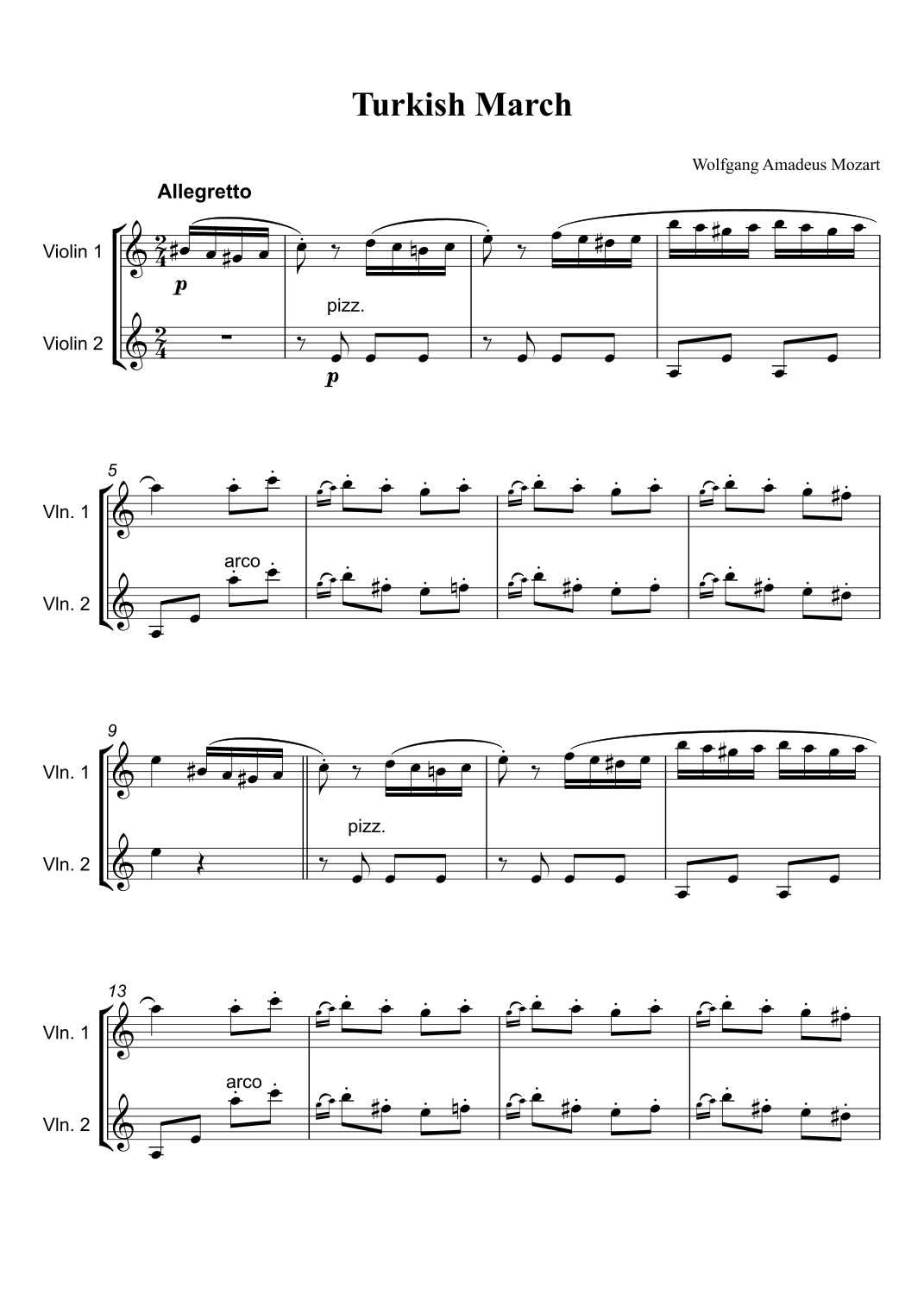 Mozart - Rondo Alla Turca (Turkish March) (arr. Wesley S. SIlva) by ...