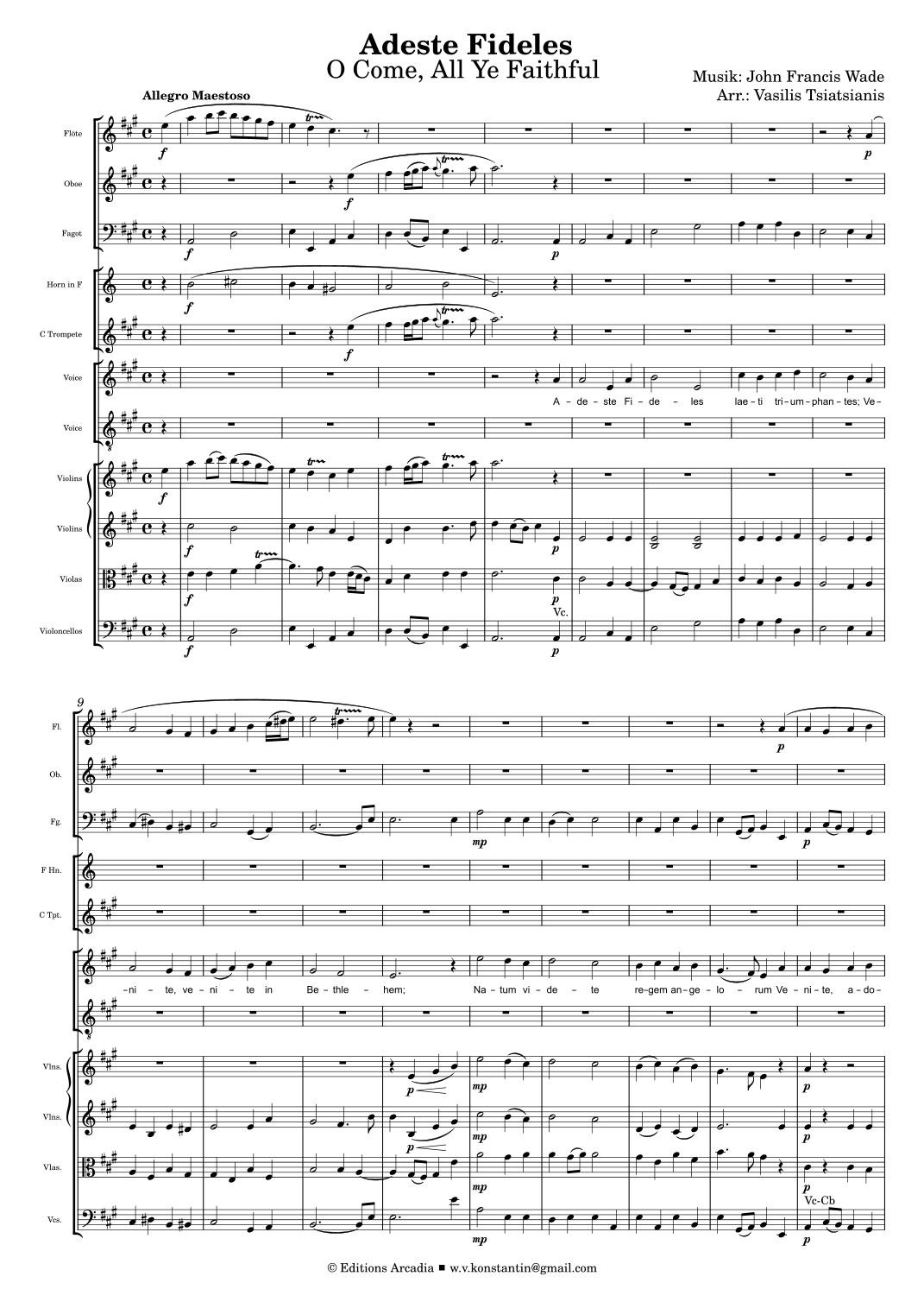 Adeste Fideles (also known as O Come, All Ye Faithful) f. Orchestra and ...