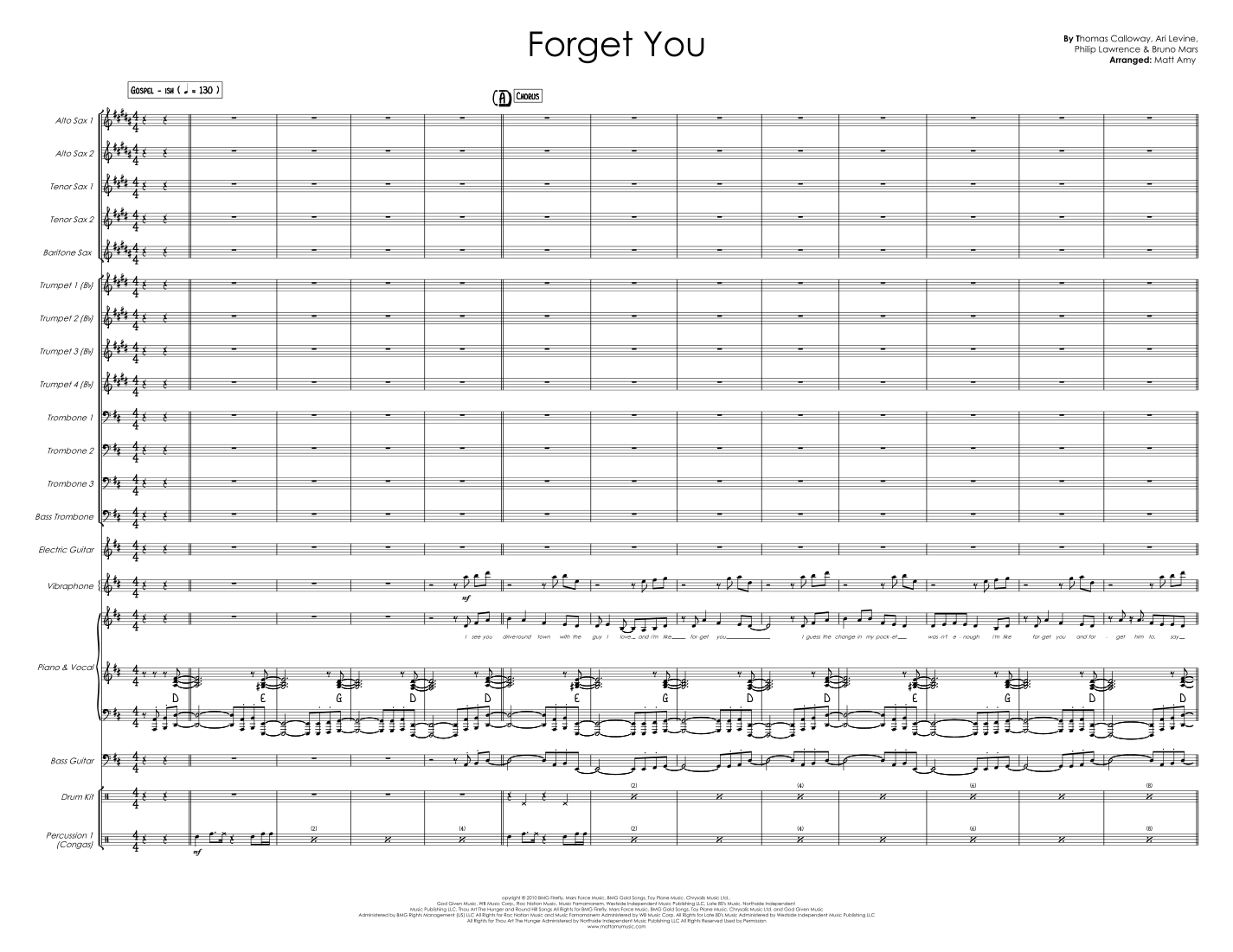 Forget You (arr. Matt Amy) by Cee Lo Green Sheet Music for Jazz ...