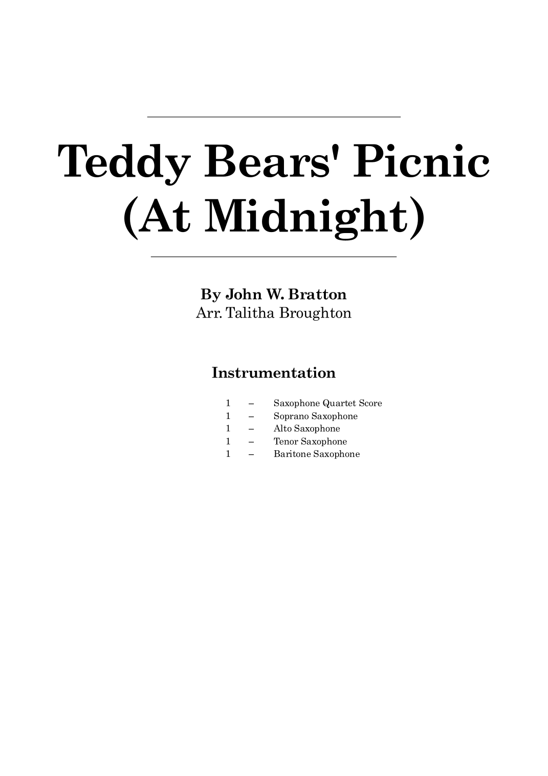 Teddy Bears' Picnic (At Midnight) (arr. Talitha Broughton) by John W ...