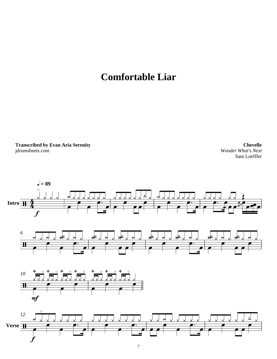 Comfortable Liar (arr. Evan Aria Serenity) by Samuel Loeffler Sheet ...