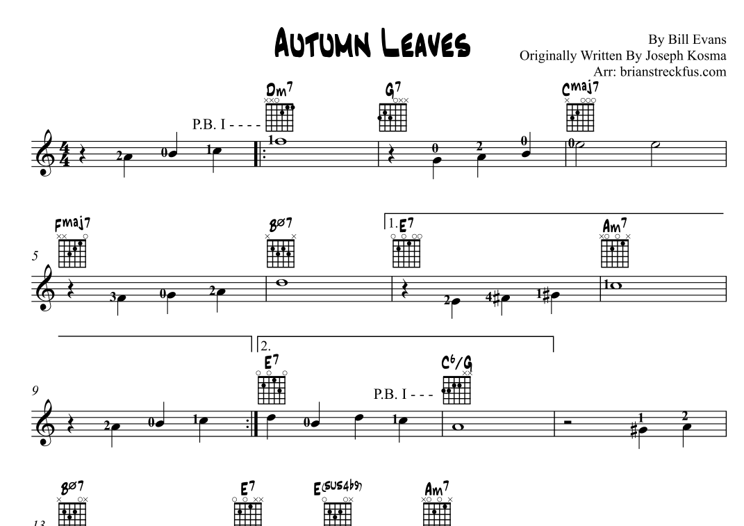 Autumn Leaves (arr. Brian Streckfus) por Bill Evans Partituras para ...