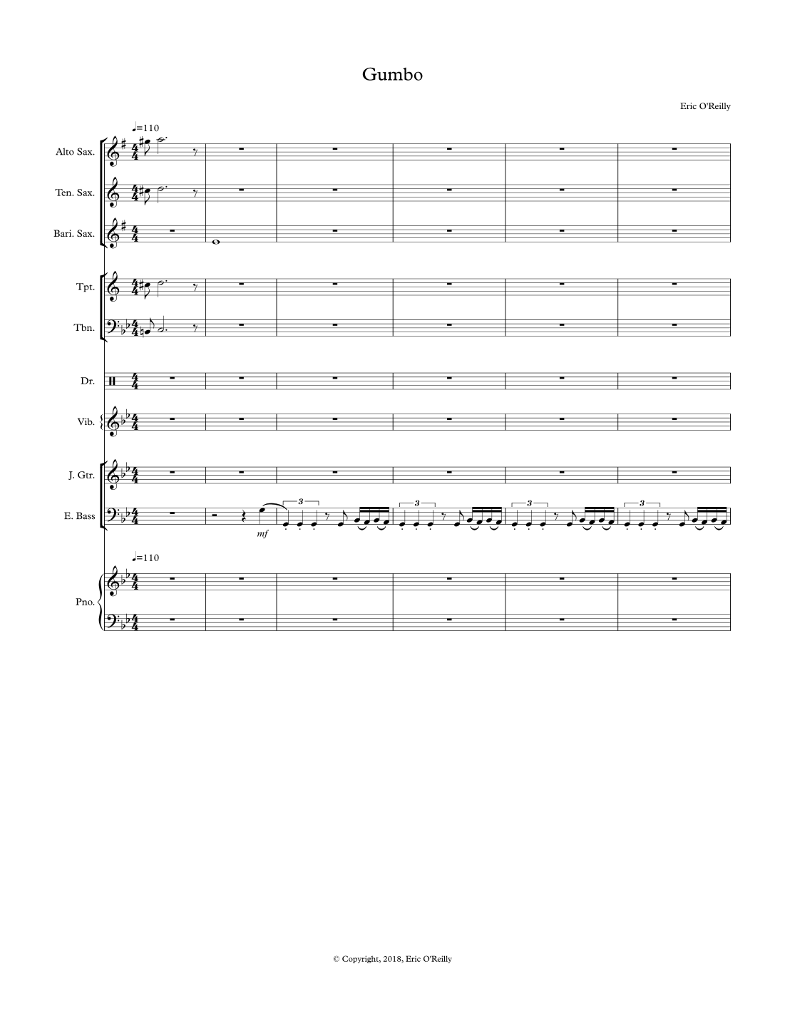 Gumbo by Eric O'Reilly Sheet Music for Jazz Ensemble at Sheet Music Direct