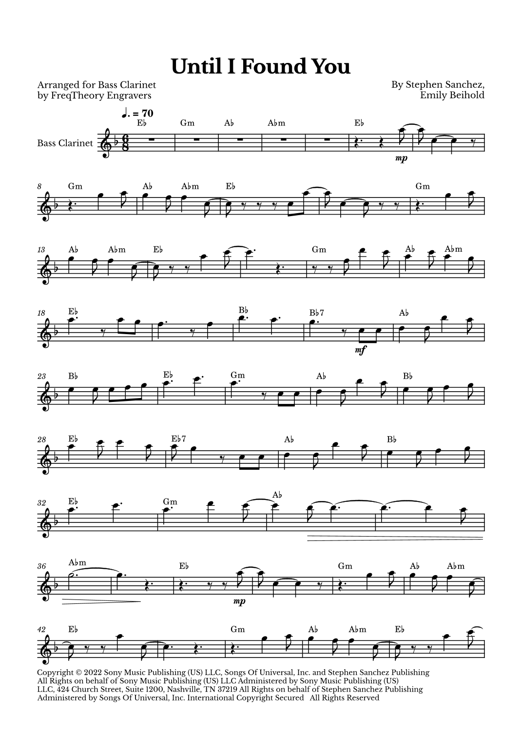 Until I Found You (arr. FreqTheory Engravers by Stephen Sanchez Sheet ...