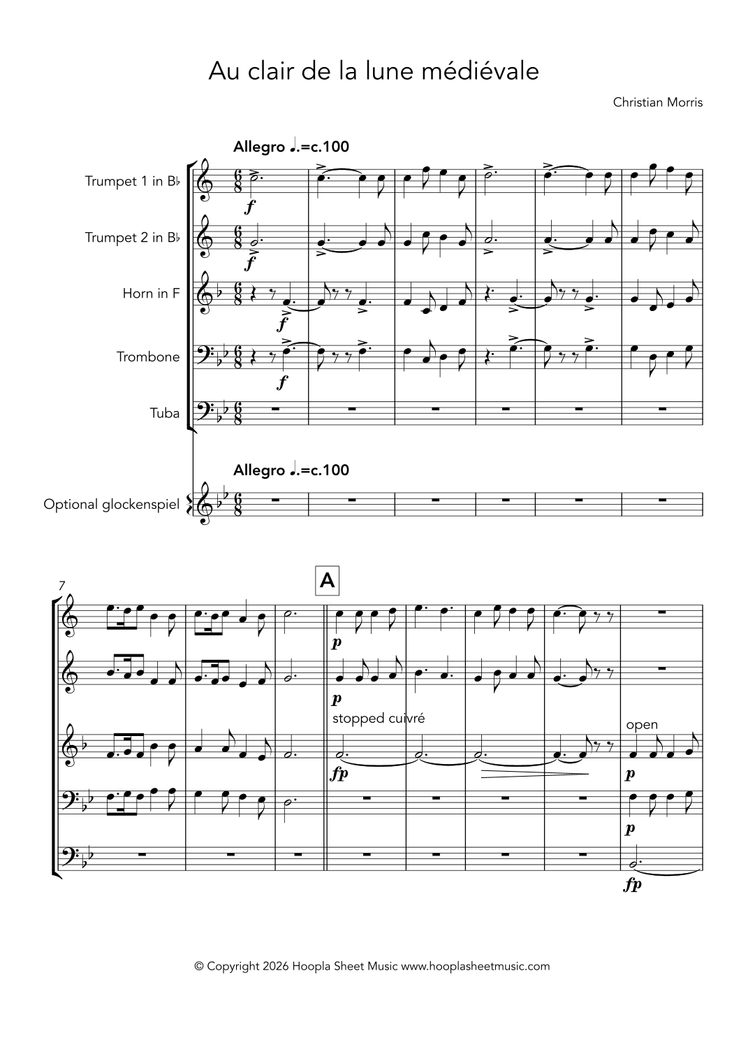 Au clair de la lune médiévale (arr. Christian Morris) by trad. Sheet ...