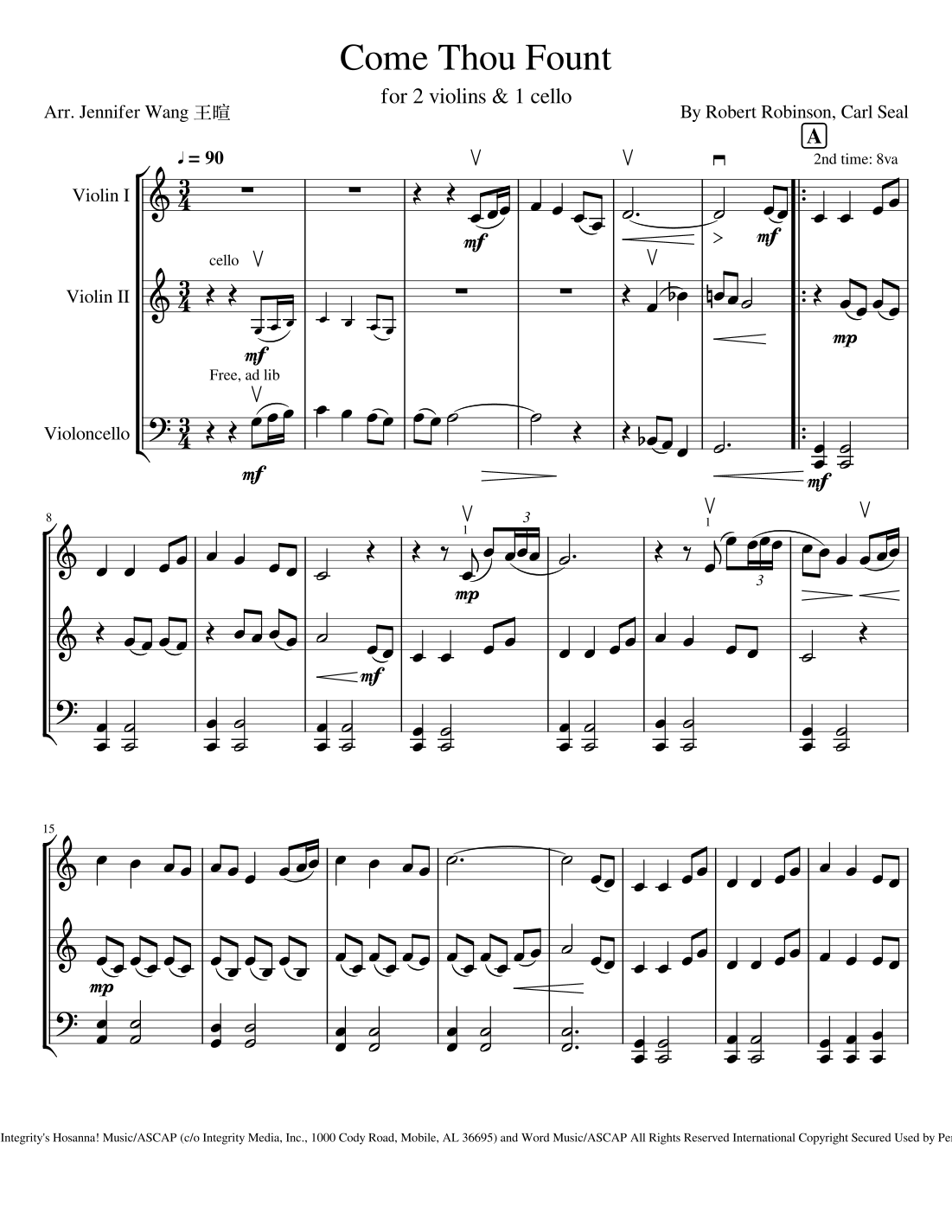 Come, Thou Fount Of Every Blessing (arr. Jennifer Wang 王暄) by Lloyd ...