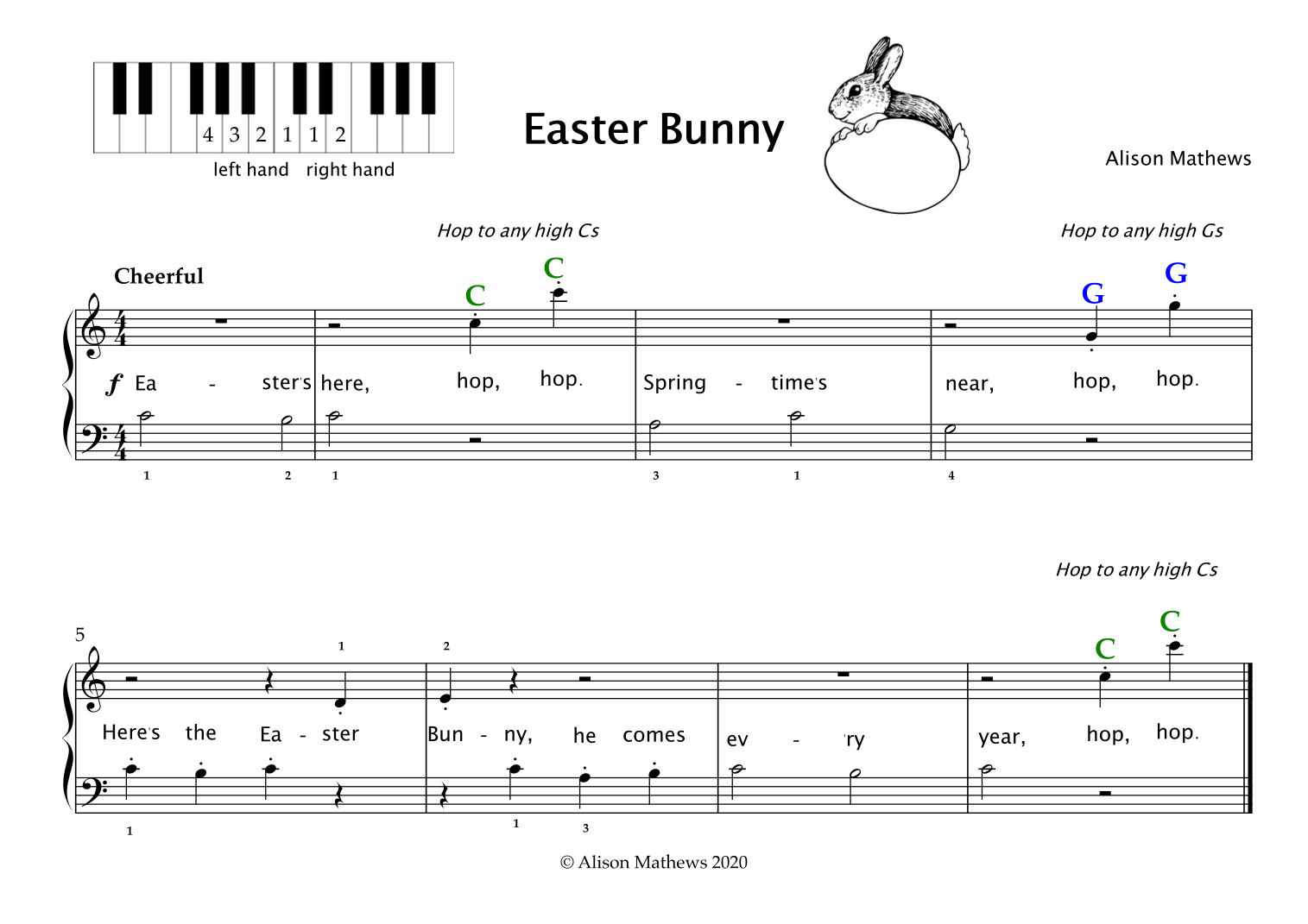 Easter Bunny - Hop Hop! von Alison Mathews Noten zum Klavier-Duo bei ...
