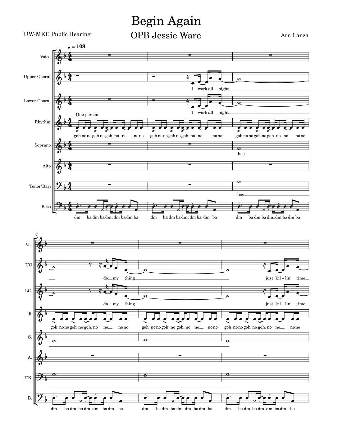 Begin Again arr Stephen Lanza By Jessie Ware Sheet Music For Choir
