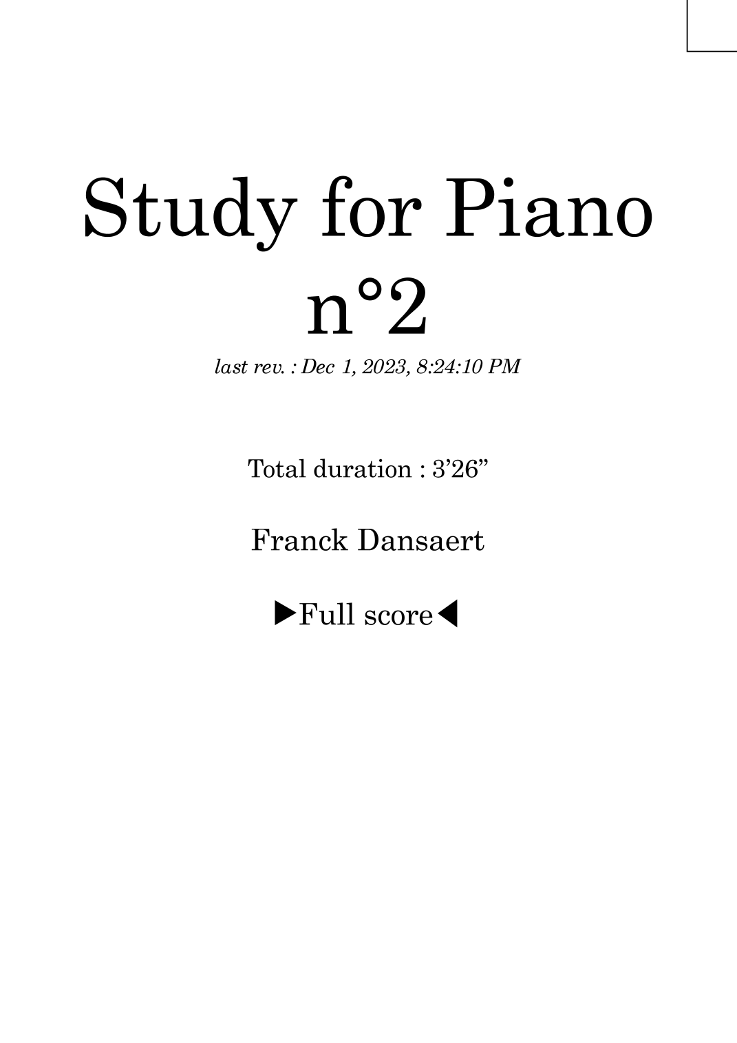 Study for Piano nº2 by Franck Dansaert Sheet Music for Piano Solo at ...