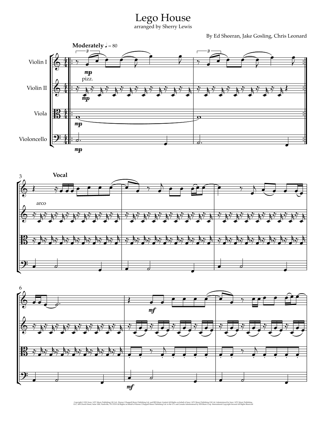 Lego House (arr. Sherry Lewis) by Ed Sheeran Sheet Music for String ...