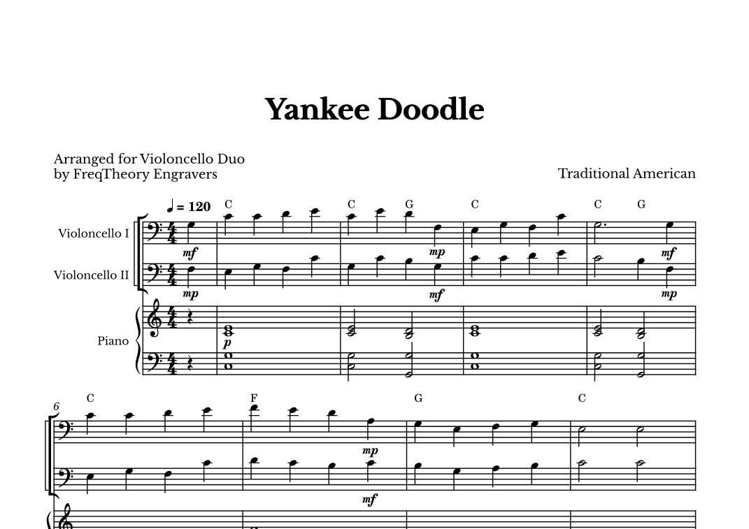 Yankee Doodle - For Cello Duet (arr. FreqTheory Engravers) by ...