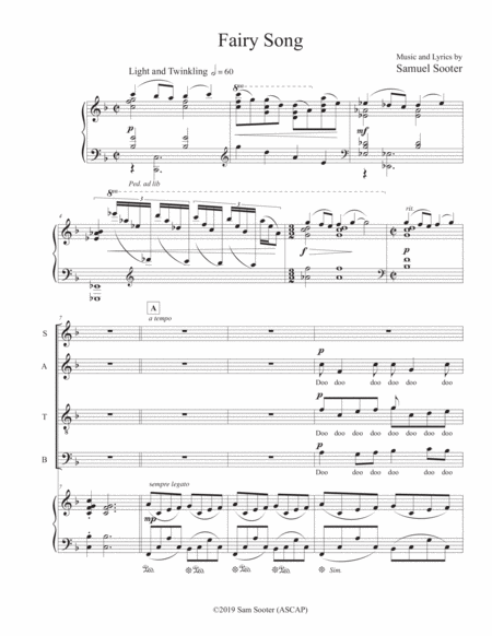 Fairy Song by Samuel Sooter Sheet Music for SATB Choir at Sheet Music ...