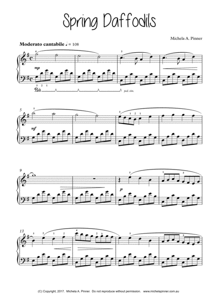 Spring Daffodils Sheet Music | Michela A. Pinner | Piano Solo