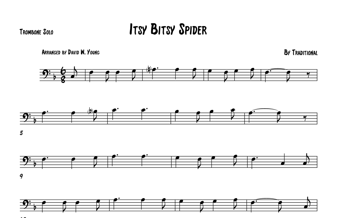Itsy Bitsy Spider (arr. David W. Young by Traditional Sheet Music for ...