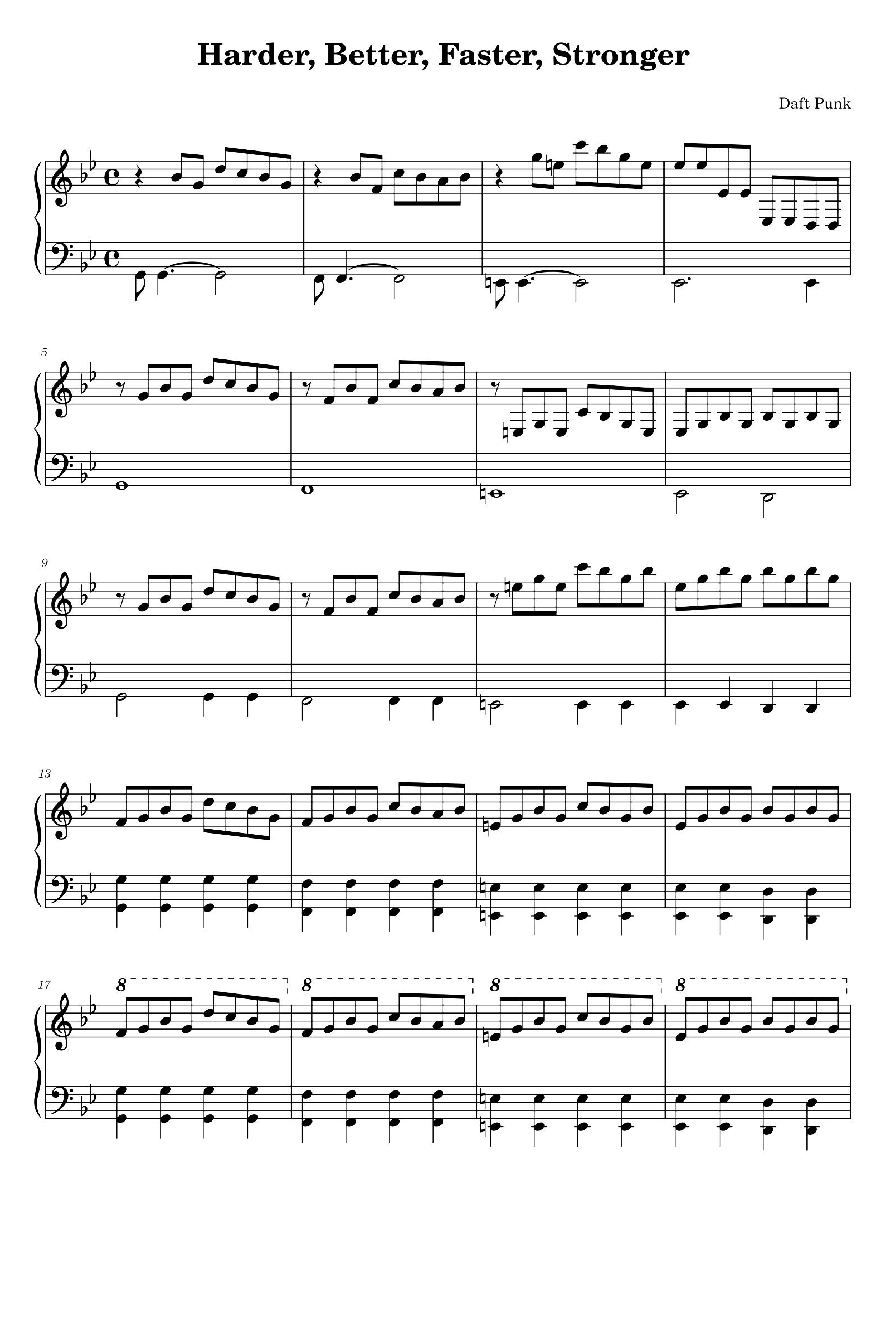 Harder, Better, Faster, Stronger (arr. Daft Punk) by Daft Punk Sheet Music for Piano Solo at ...