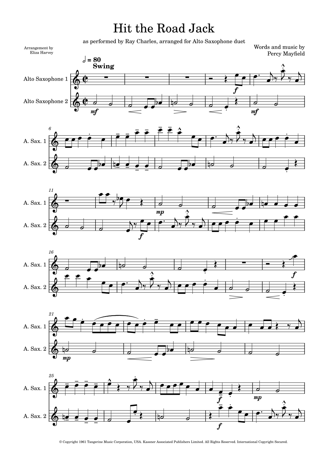 Hit The Road Jack (arr. Eliza Harvey) by Ray Charles Sheet Music for ...