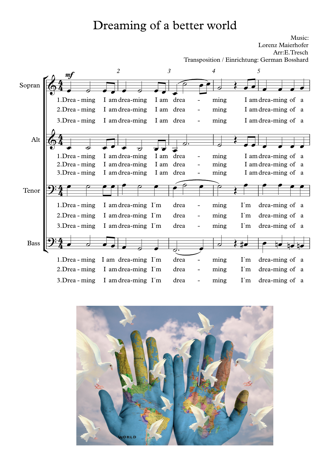 Dreaming of a better world (arr. German Bosshard) by L.Maierhofer Sheet ...