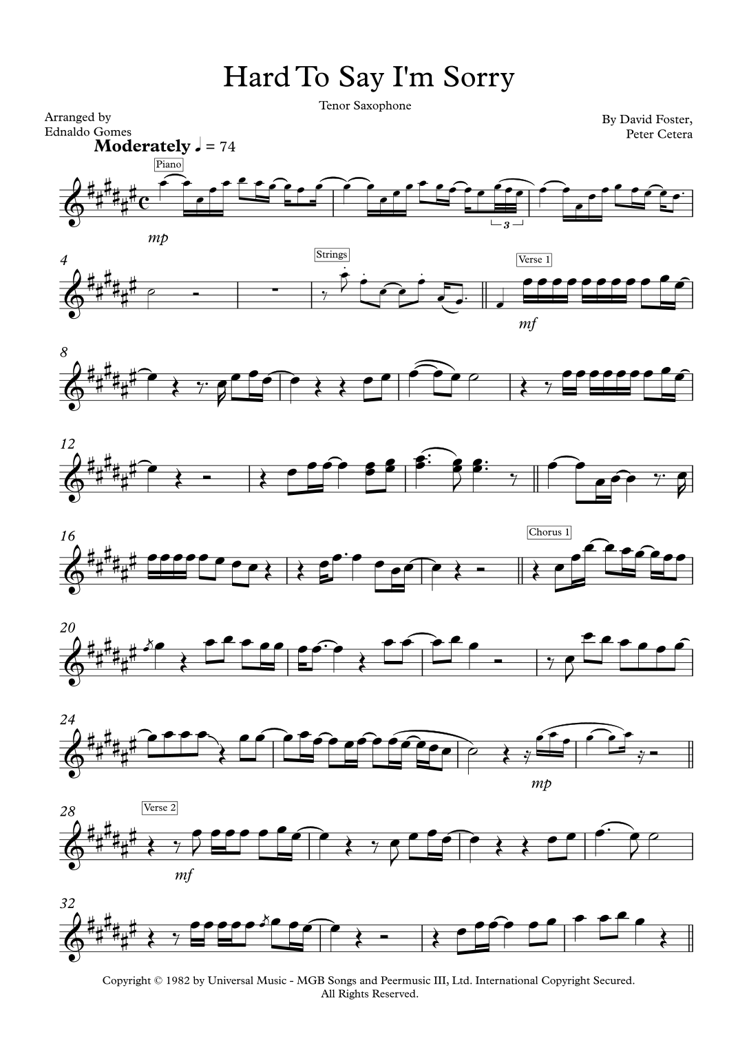 Hard To Say I'm Sorry (arr. Ednaldo Gomes) by Az Yet Featuring Peter ...
