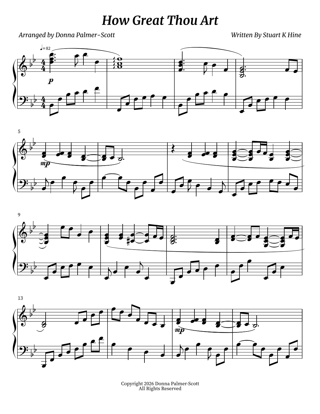 How Great Thou Art (arr. Donna Palmer-Scott) by Stuart Hine Sheet Music ...