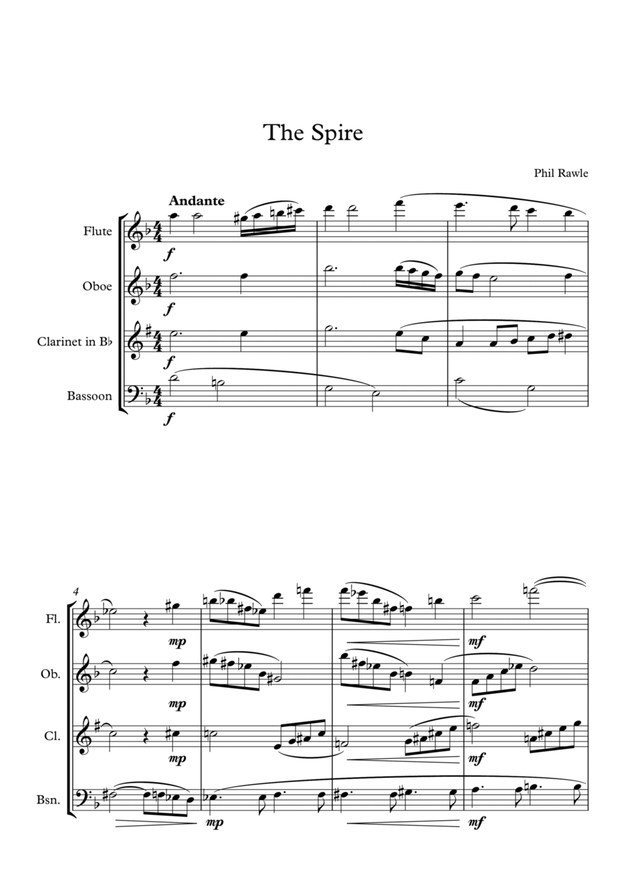 The Spire - Wind Quartet Sheet Music | Phil Rawle | Woodwind Ensemble
