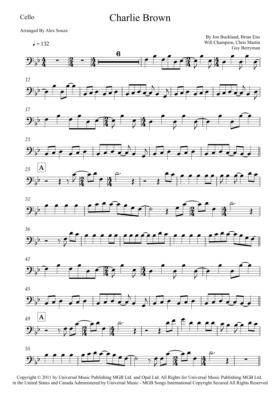 Charlie Brown (arr. Alex Souza) par Coldplay Partitions pour ...