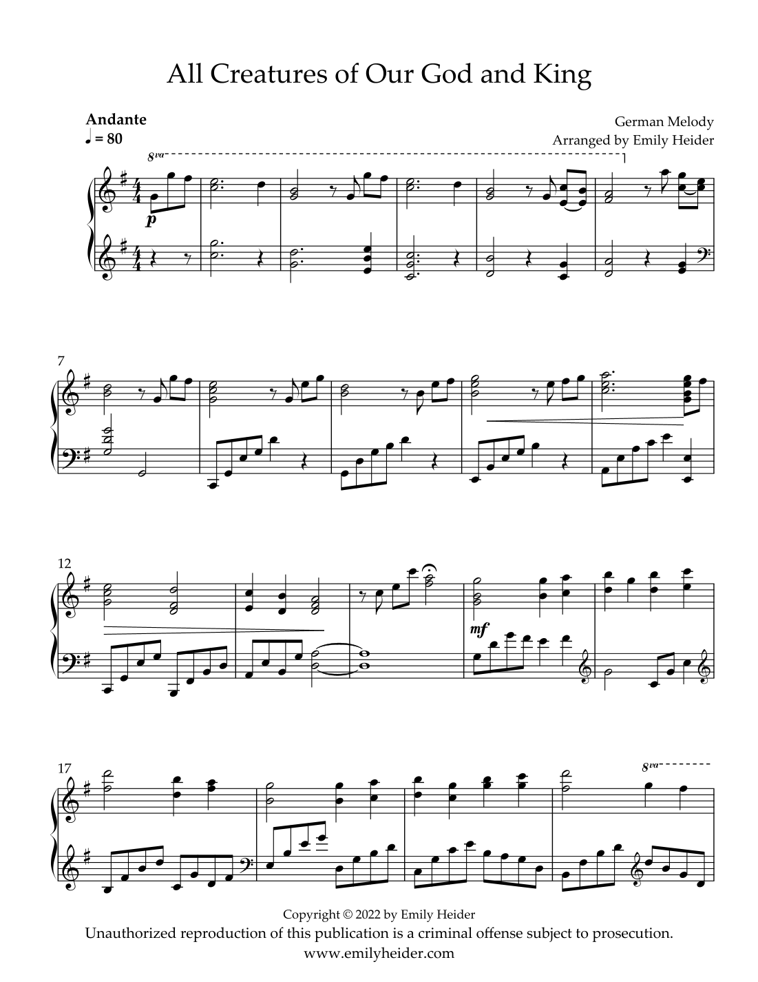 All Creatures of Our God and King (arr. Emily Heider) by Emily Heider ...