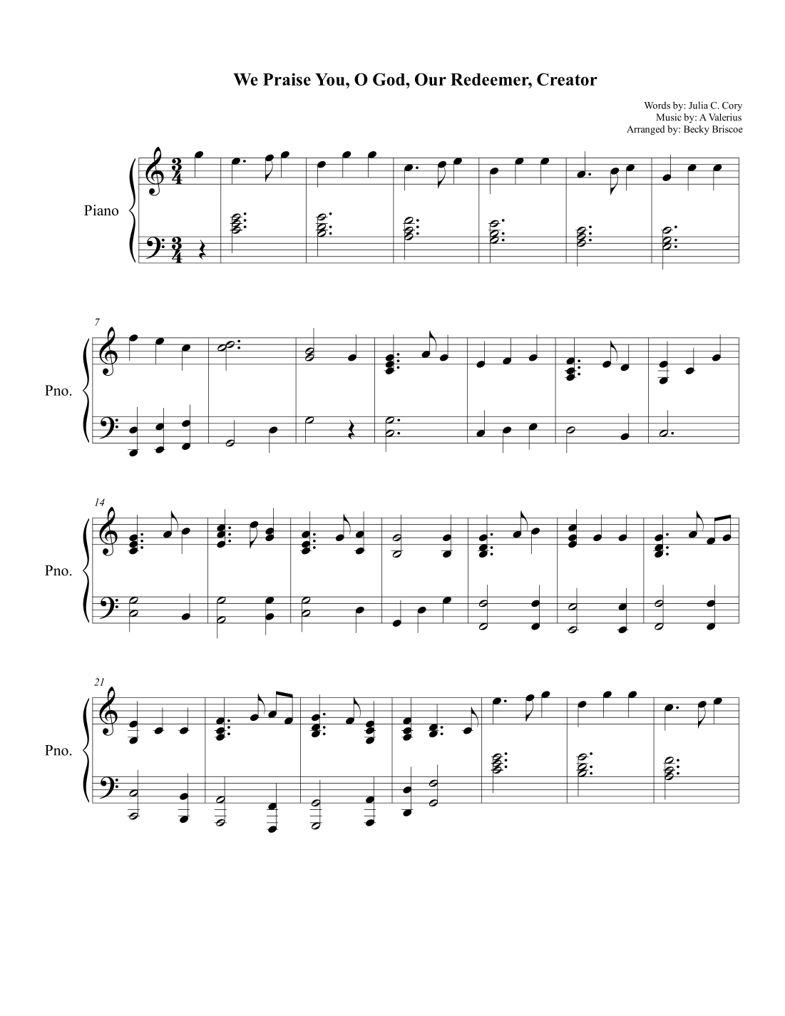 We Praise You, O God, Our Redeemer, Creator (arr. Becky Briscoe) von ...