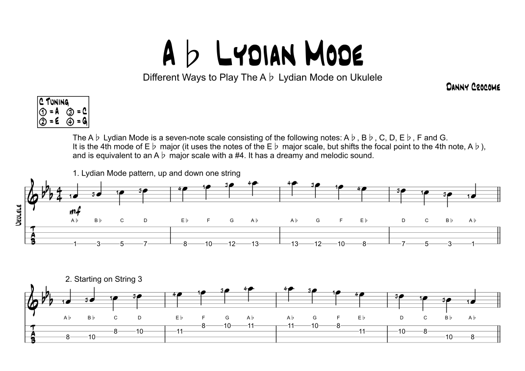Ab Lydian Mode for Ukulele (Different Ways to Play) par Traditional ...