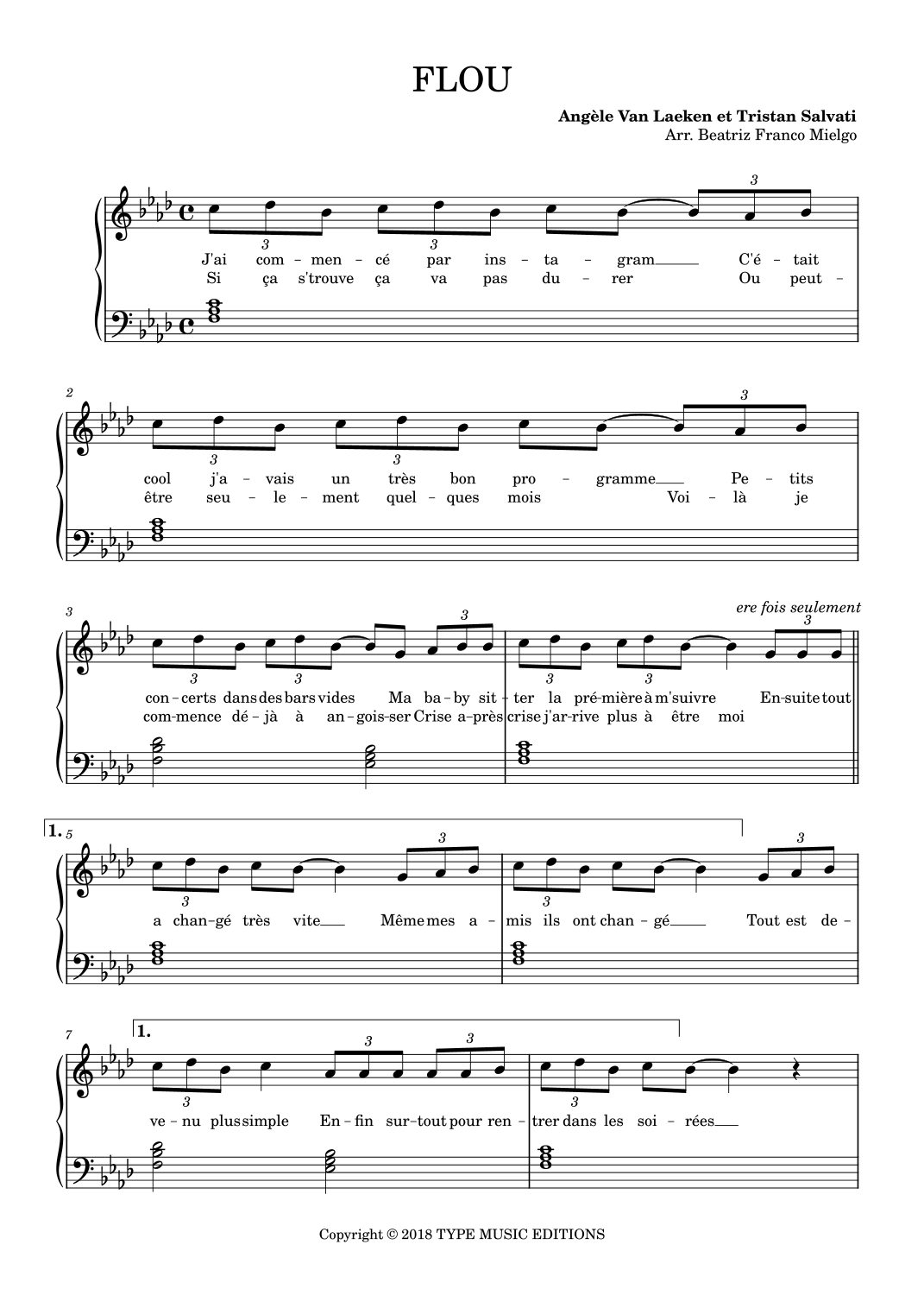 Flou (arr. Beatriz Franco Mielgo) by Angele Sheet Music for Piano Solo ...