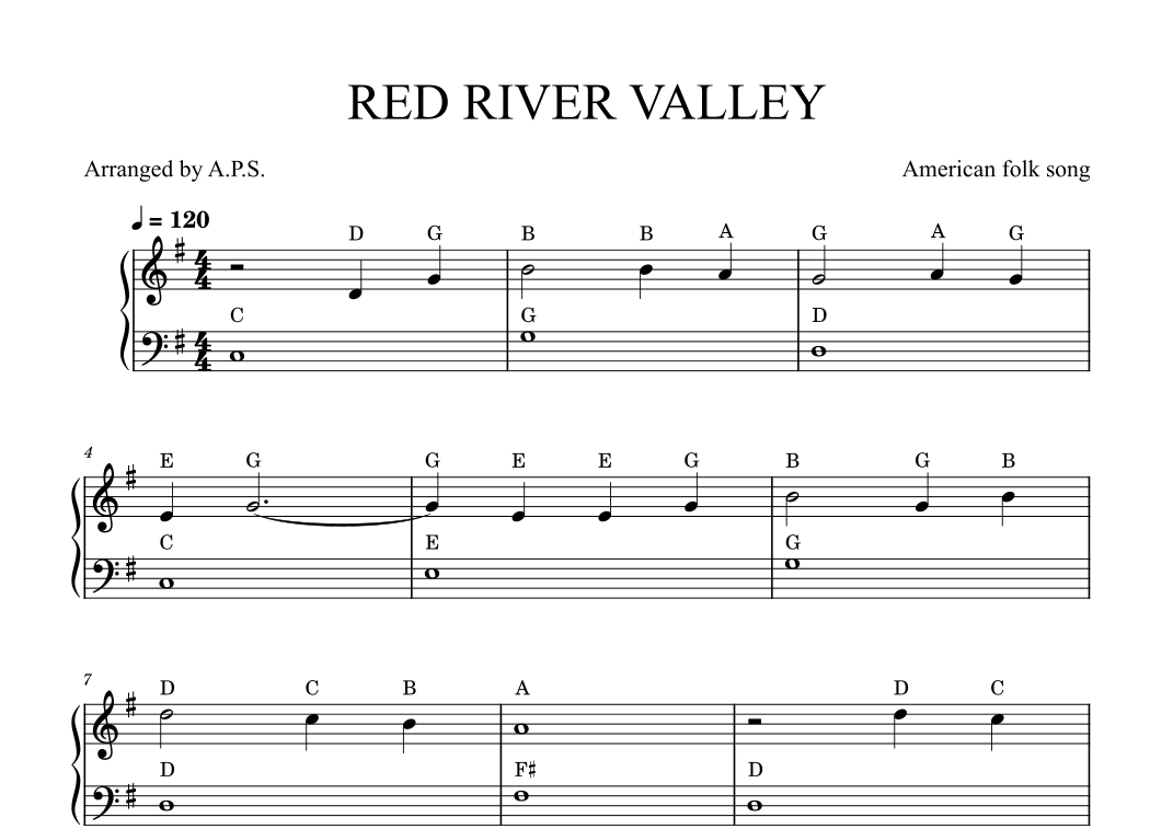 Red River Valley (arr. A.P.S.) par American Folk Song Partitions pour ...