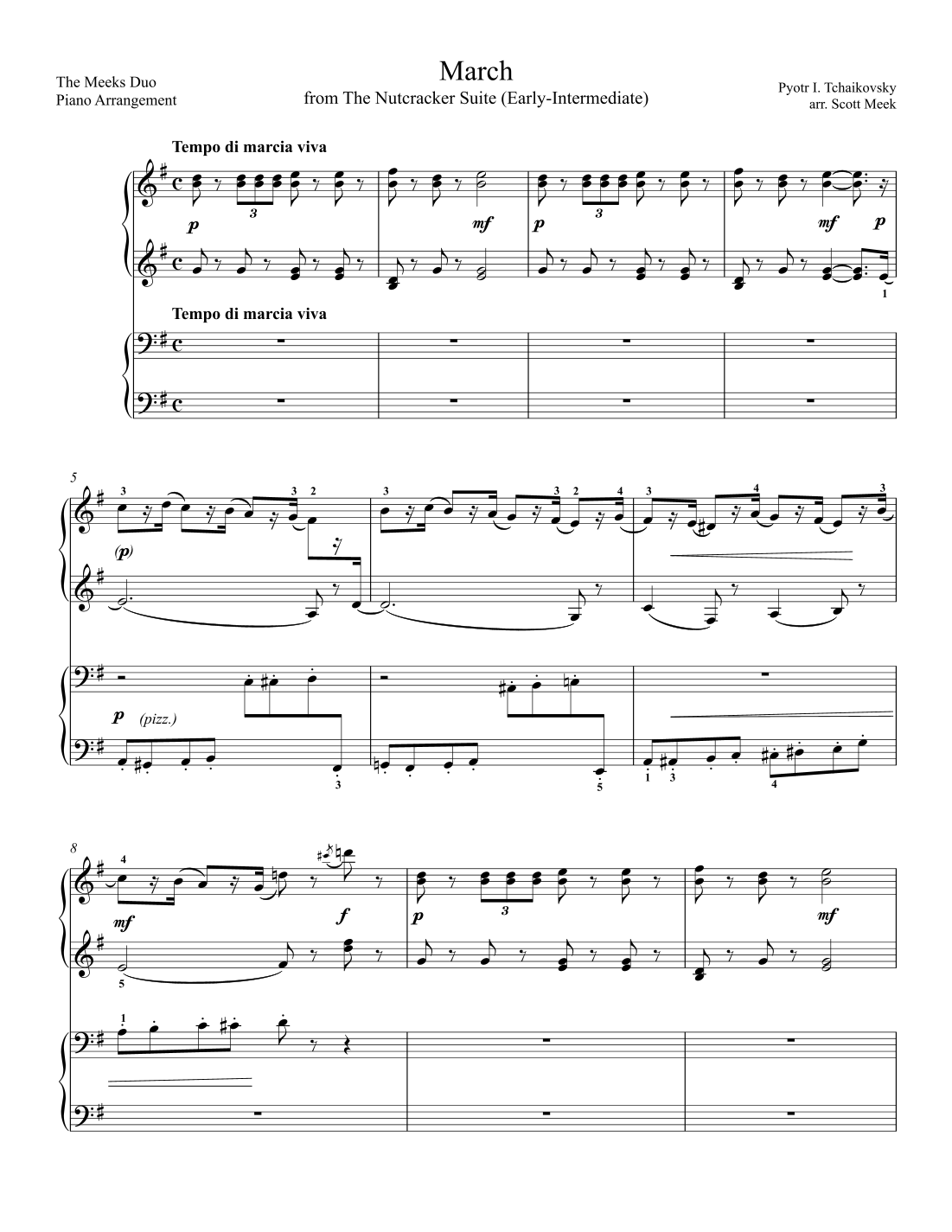 Tchaikovsky - March from The Nutcracker (Early-Intermediate piano duet ...