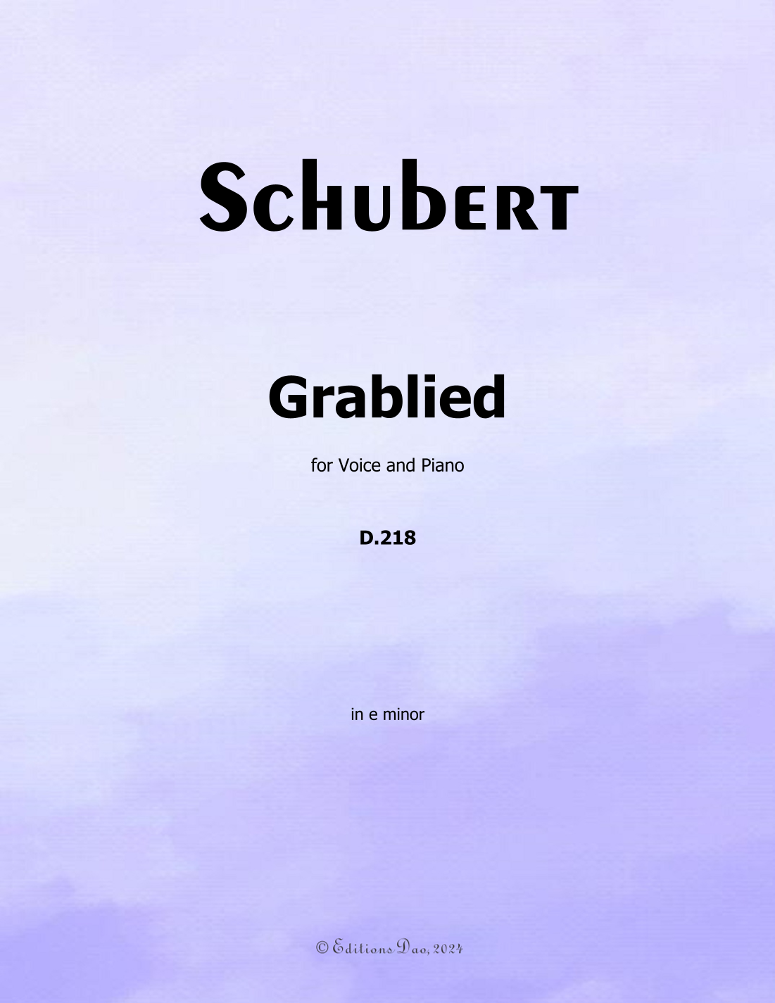 Grablied, by Schubert, D.218, in e minor (arr. Editions Dao) Sheet Music | Schubert | Piano & Vocal