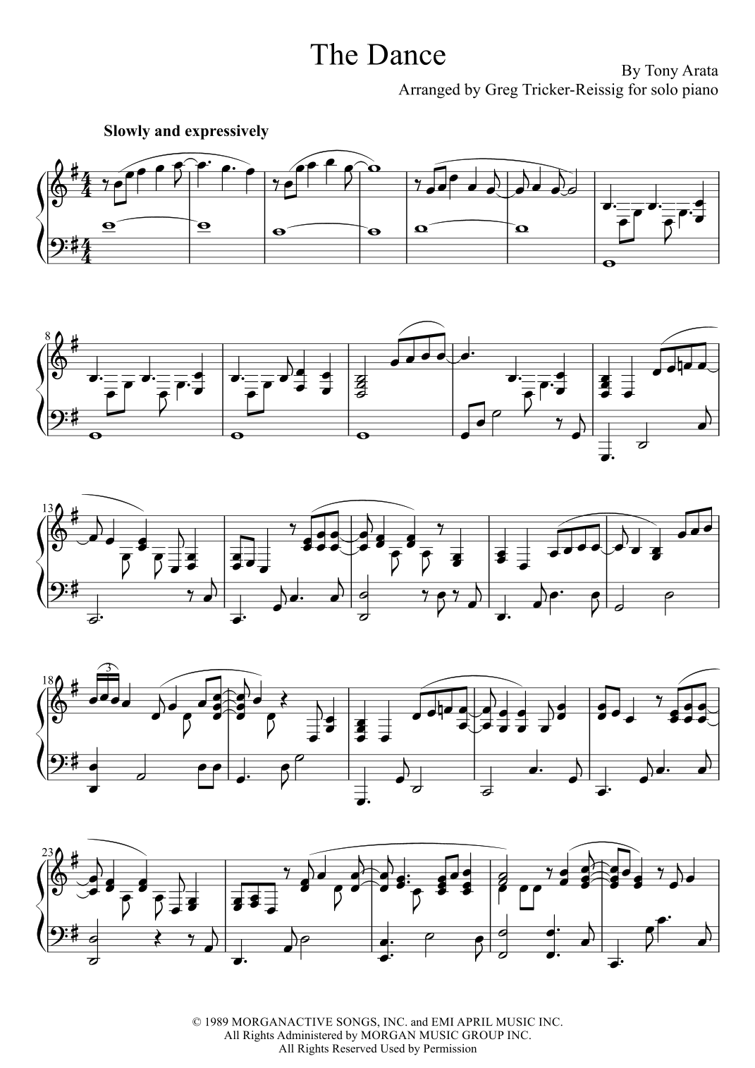 The Dance (arr. Greg Tricker-Reissig) by Garth Brooks Sheet Music for ...