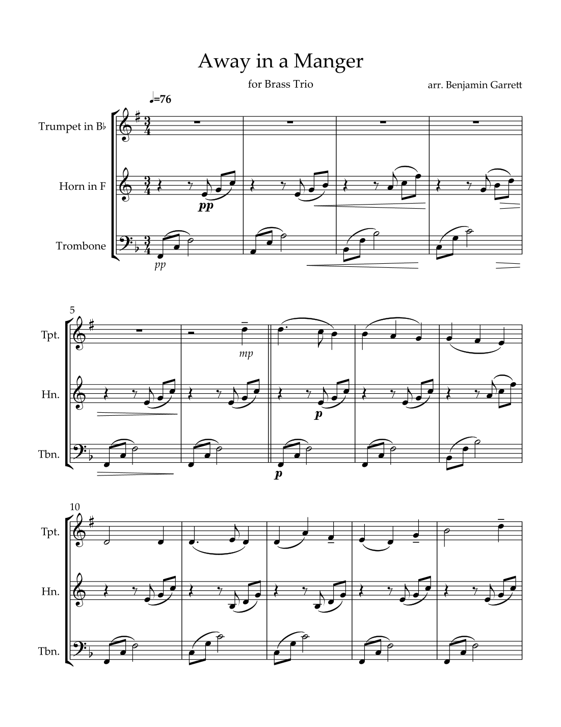 Away in a Manger arr. Brass Trio (arr. Benjamin C Garrett) por Benjamin ...