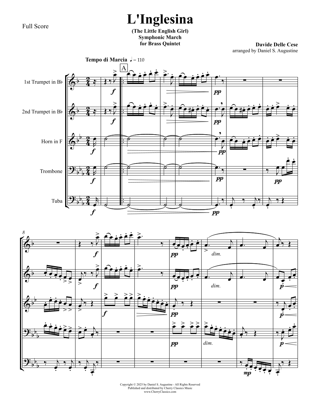 The Little English Girl (L'Inglesina) March for Brass Quintet (arr ...