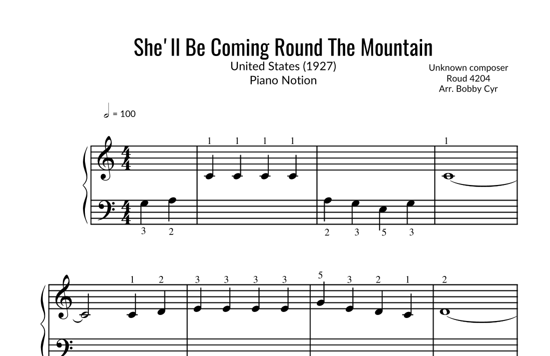 She'll Be Coming Round The Mountain (Easy Piano) (arr. Bobby Cyr ...
