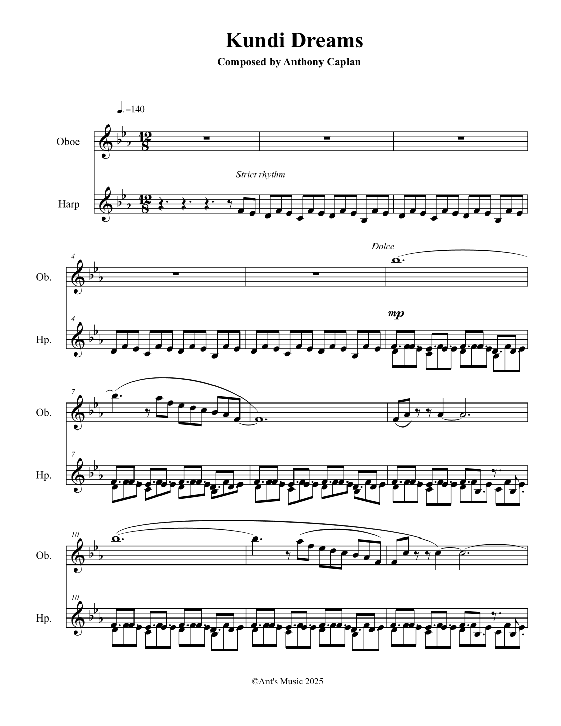 Kundi Dreams by Kobus Malan and Anthony Caplan Sheet Music for ...