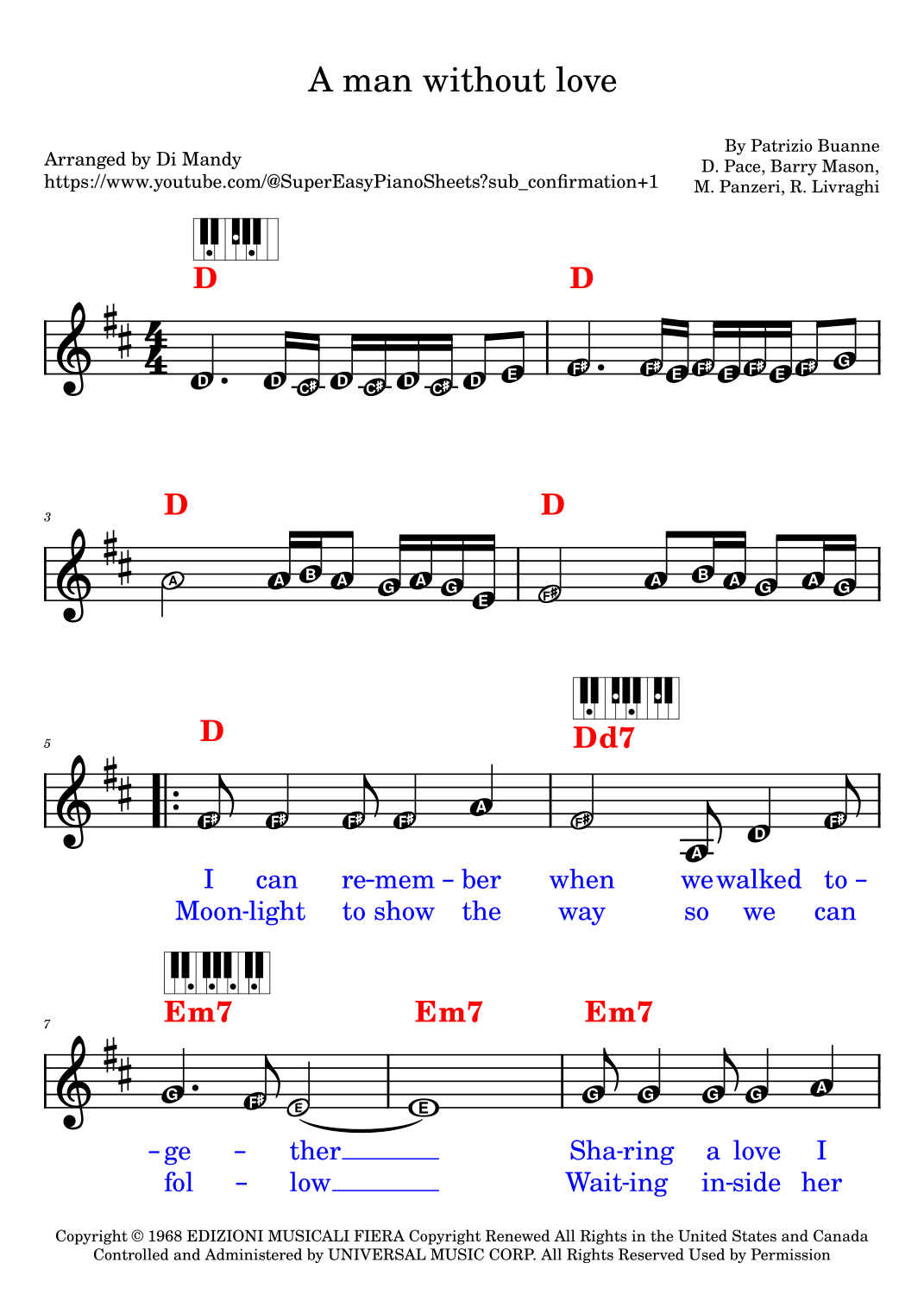 A Man Without Love (Quando M'innamoro) (arr. Dianne Mandy) by Engelbert ...