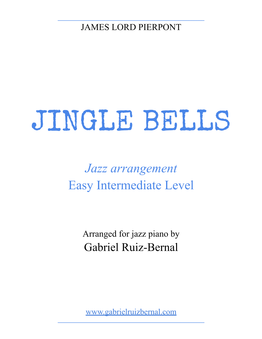 JINGLE BELLS Jazz Piano arrangement. Easy Intermediate Level (arr ...